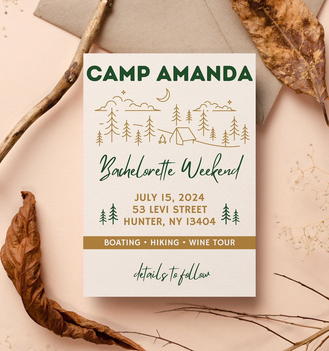 Editable Camp Bachelorette Invite Template - Etsy
