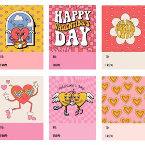 Retro Valentines Day Cards, Groovy Valentines, Printable Valentine's ...
