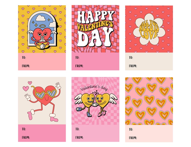 Retro Valentines Day Cards, Groovy Valentines, Printable Valentine's ...