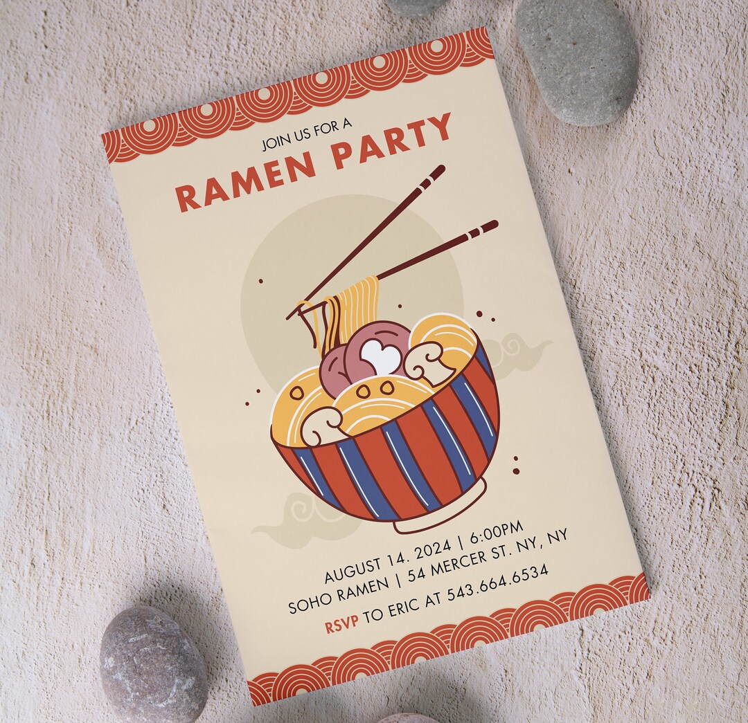 Ramen Party Invitation Editable Template, Ramen Party Invite, Digital ...