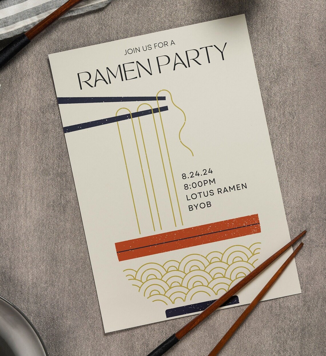 Ramen Party Invitation Editable Template, Ramen Party Invite, Digital ...