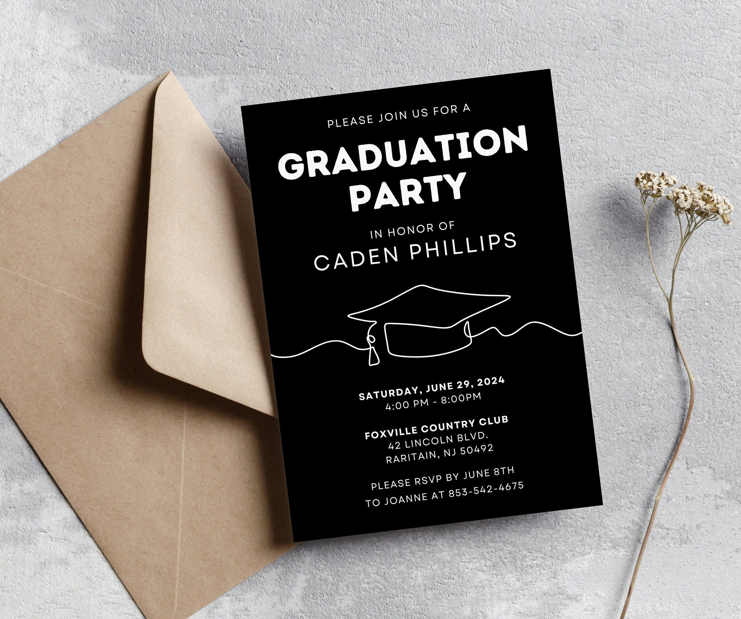 Editable Graduation Invitation Template Minimal and Modern ...
