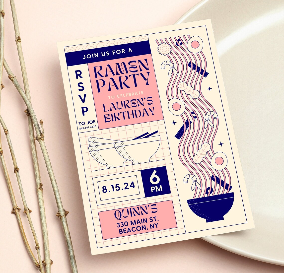 Ramen Party Invitation Editable Template, Ramen Party Invite, Digital ...