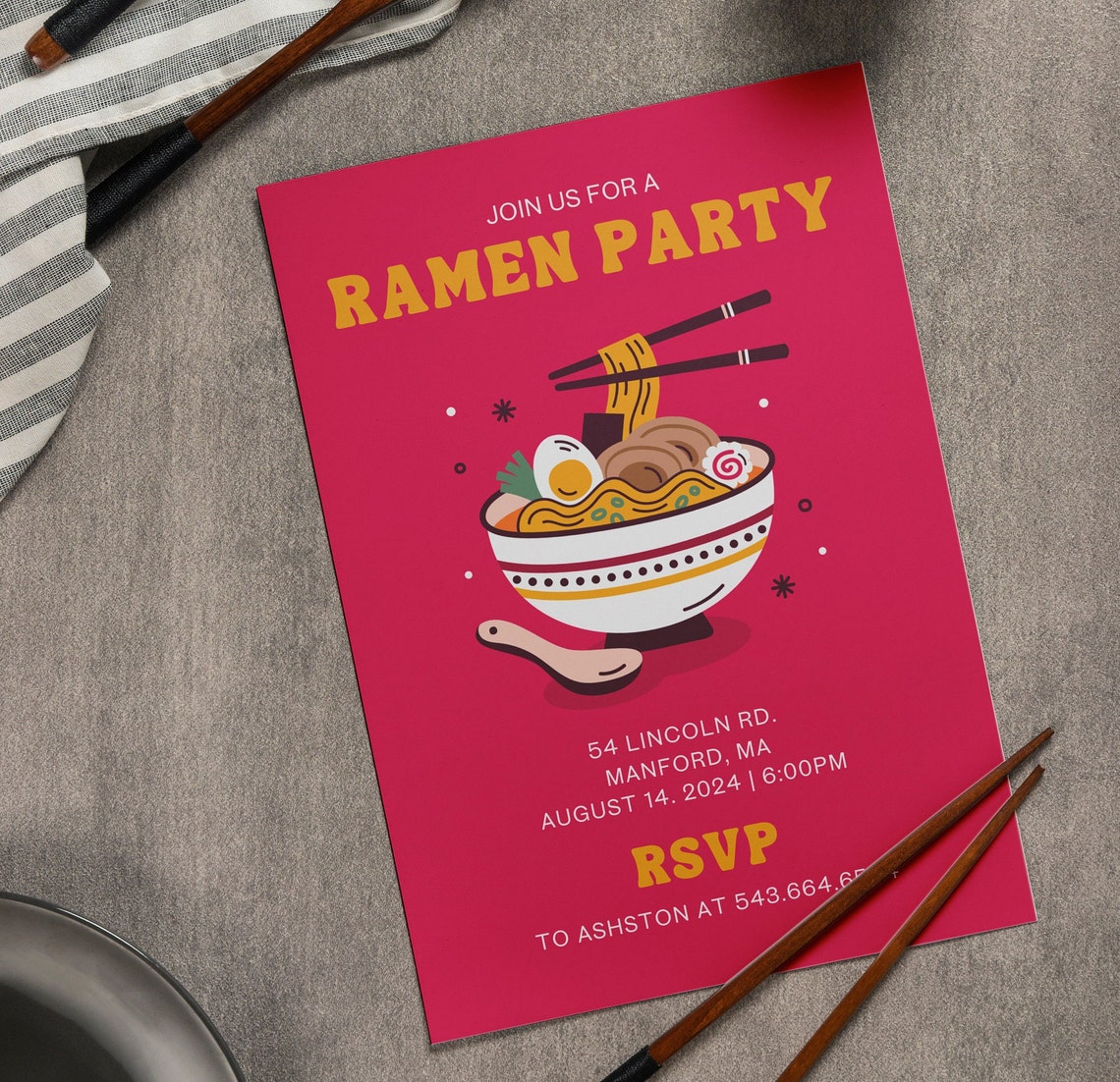 Ramen Party Invitation Editable Template, Ramen Party Invite, Digital ...