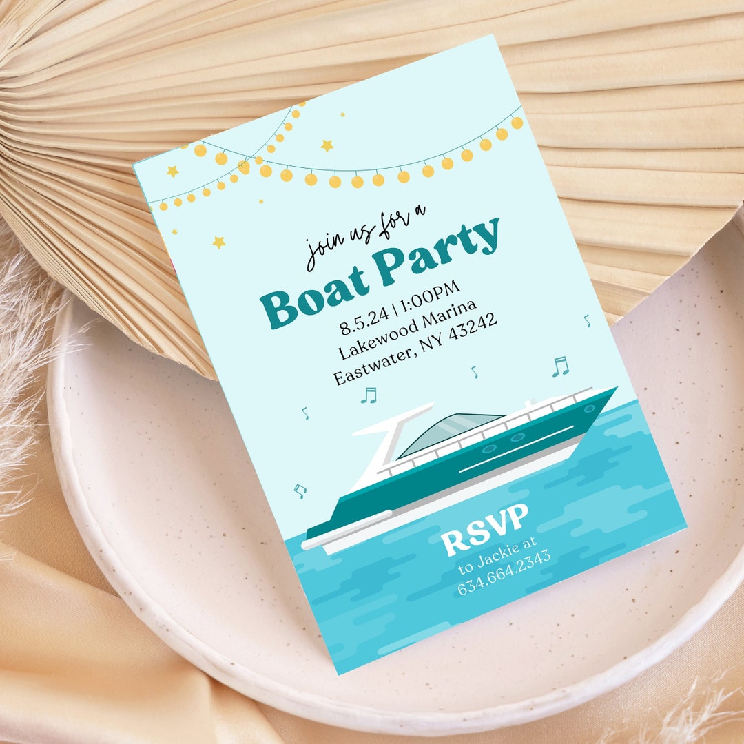 Editable Boat Party Invitation, Birthday Invite, 4th of July Invite ...