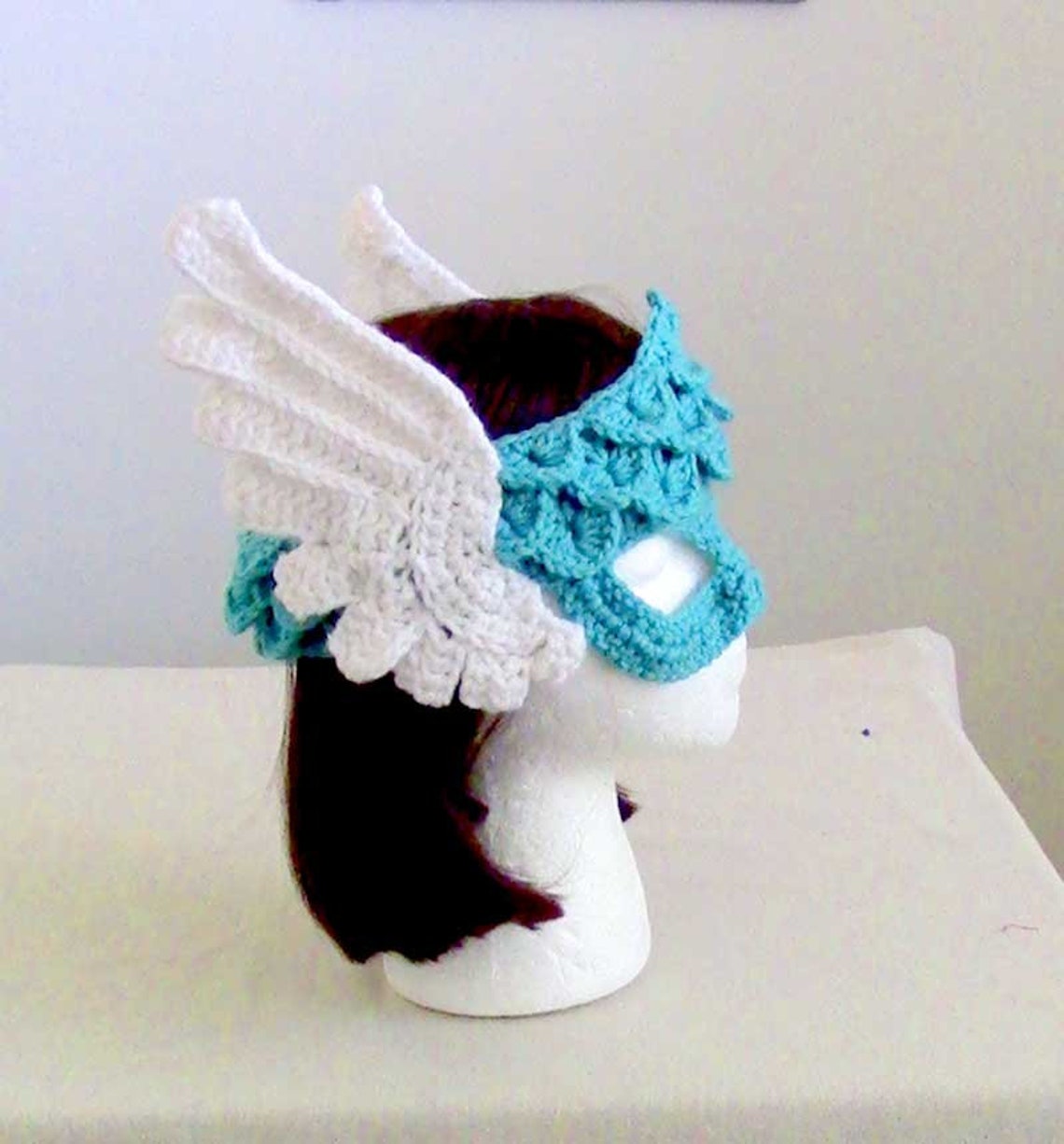 Crochet Valkyrie Mask, Aqua Acrylic Viking Hat, Cosplay Headdress - Etsy