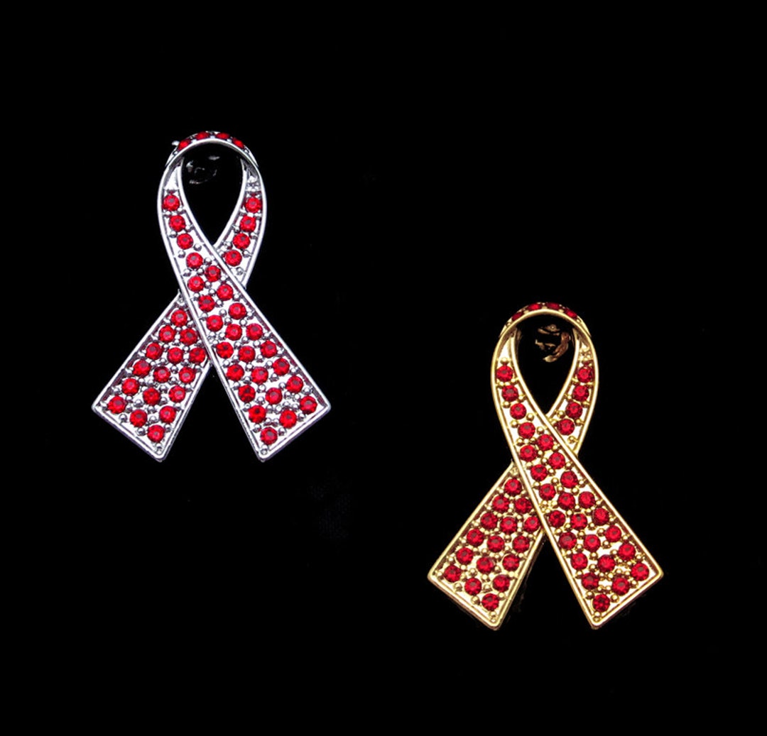 Crystal Red Ribbon Bow AIDS HIV Substance-abuse Heart Disease Drunk ...