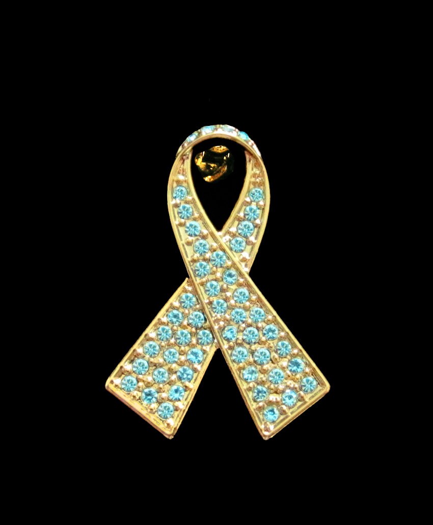 Crystal Light Blue Ribbon Bow Prostate Cancer Awareness Brooch - Etsy