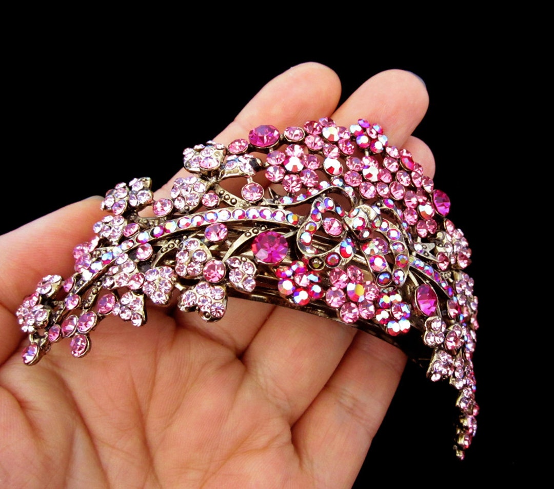 Large Crown Shape Cluster Hair Barrette Clip Accessory Ponytail Holder ...