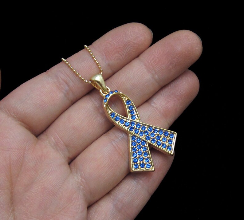 Crystal Blue Ribbon Bow Colon Cancer Child Abuse Pro-choice Huntington ...
