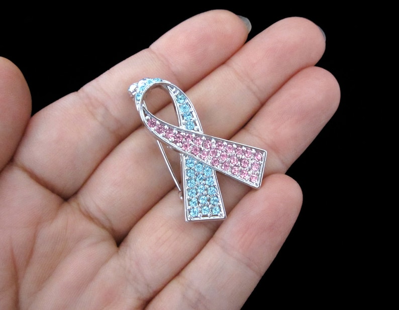 Light Blue Light Pink Ribbon Bow Pregnancy Infant Loss Miscarriage SIDS ...