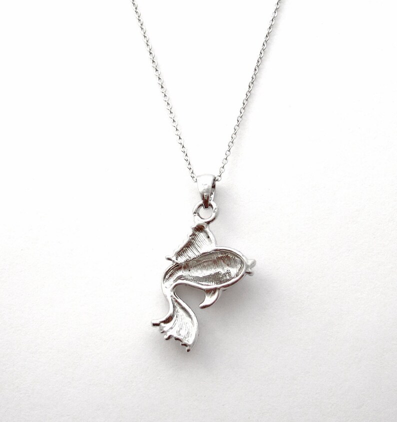 Goldfish Pendant Charm Chain Necklace Silver Tone Clear - Etsy