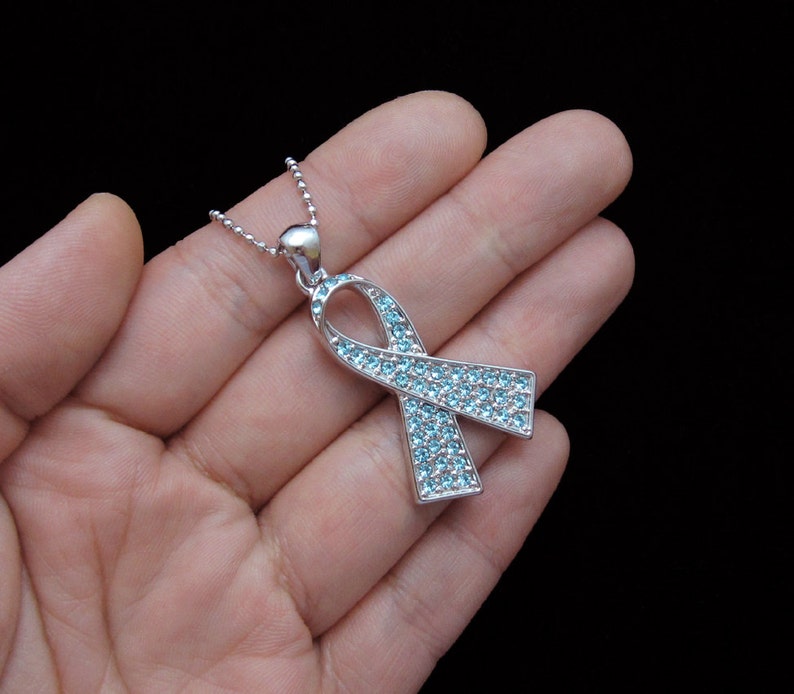 Crystal Light Blue Ribbon Bow Prostate Cancer Awareness - Etsy