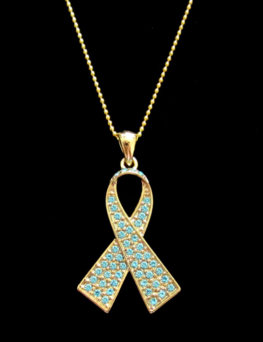 Crystal Light Blue Ribbon Bow Prostate Cancer Awareness | Etsy