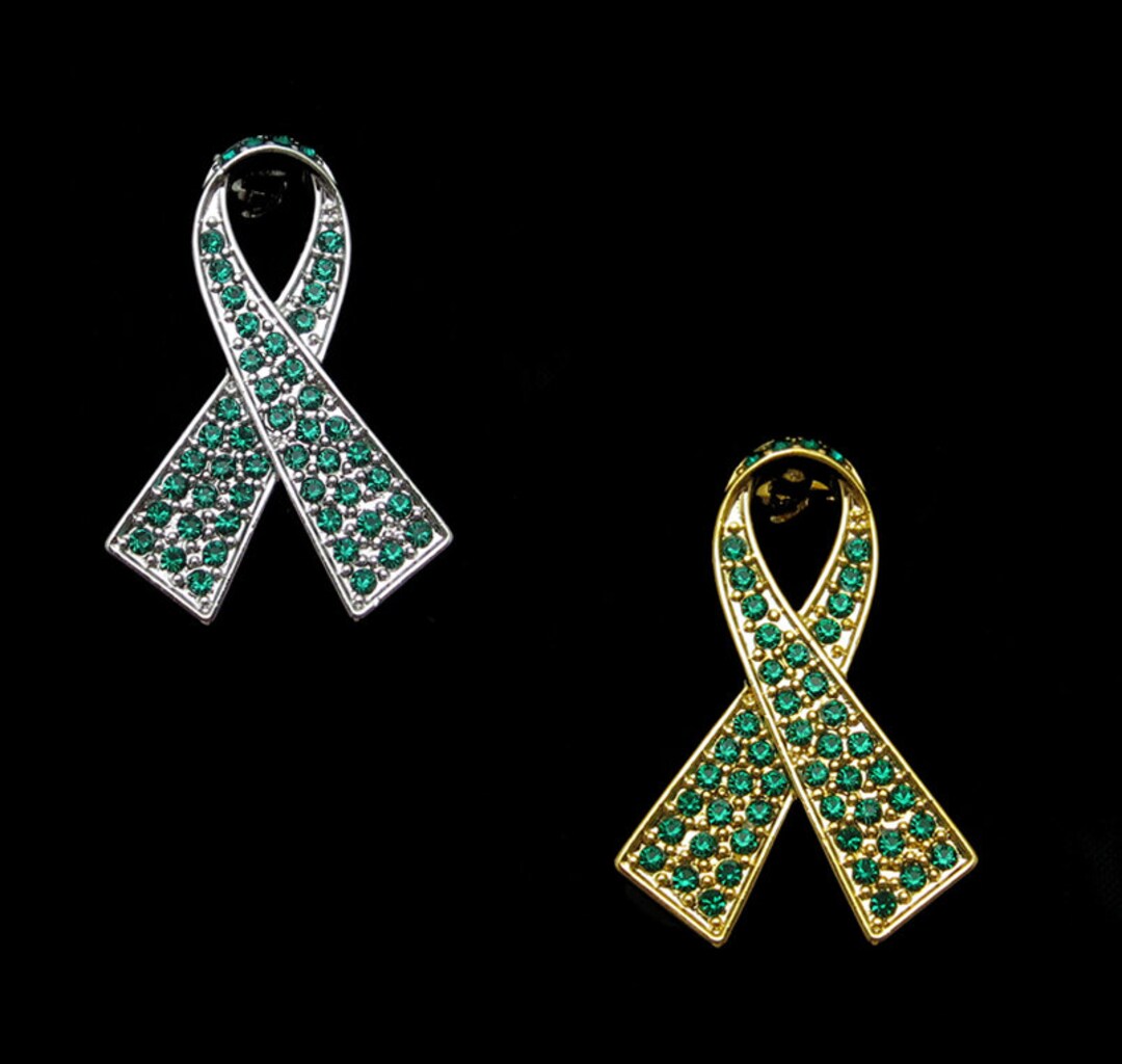 Crystal Emerald Green Ribbon Bow Hepatitis B Liver Cancer Awareness ...