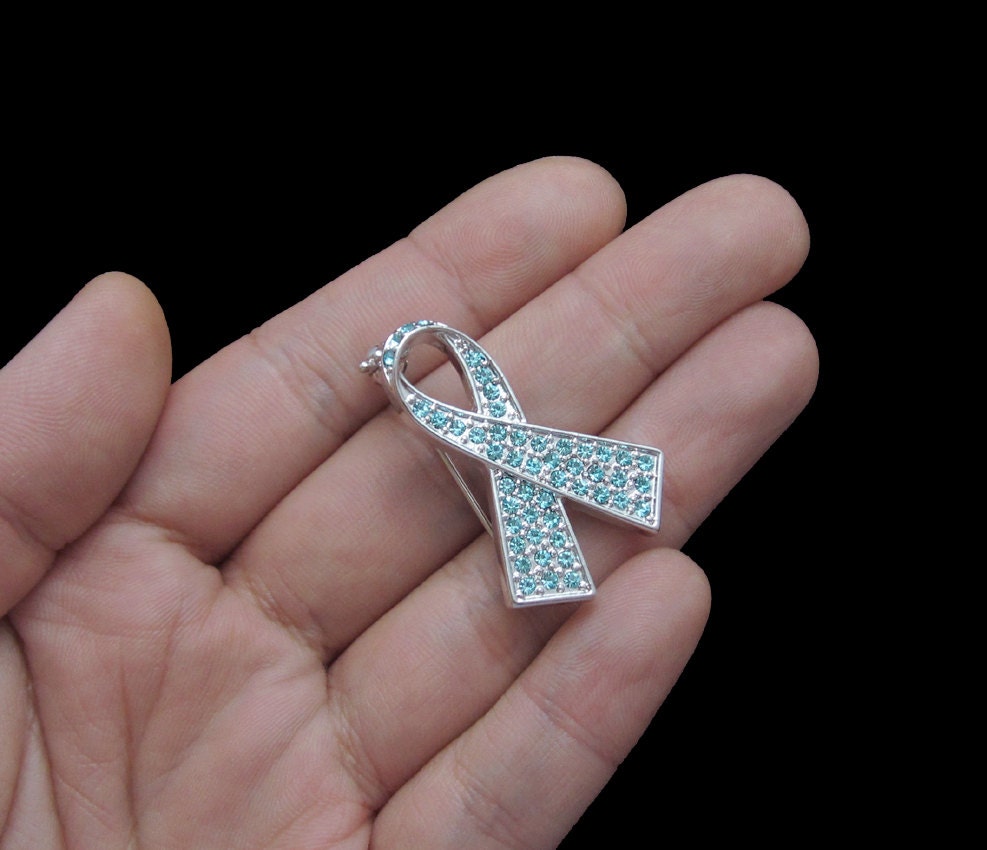 Crystal Light Blue Ribbon Bow Prostate Cancer Awareness Brooch - Etsy