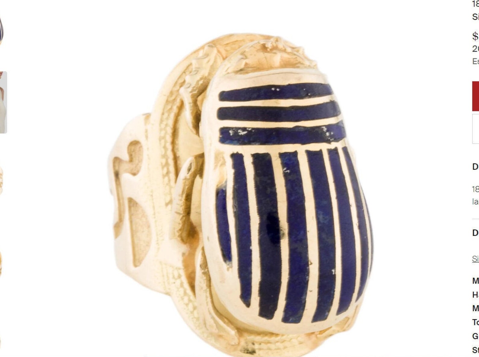 18kt. Yellow Gold SCARAB Ring With Lapis Lazuli One-a-of-kind - Etsy