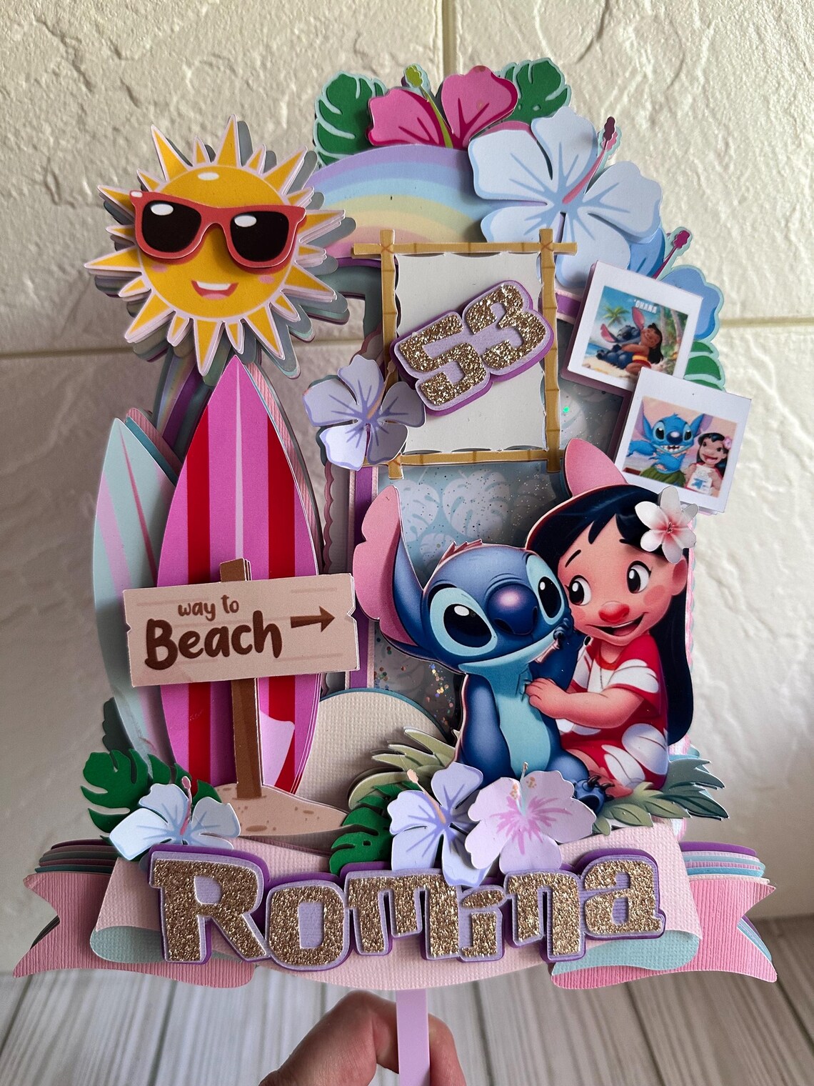 Lilo & Stitch Cake Topper – Personalized Tropical Birthday Decoration ...