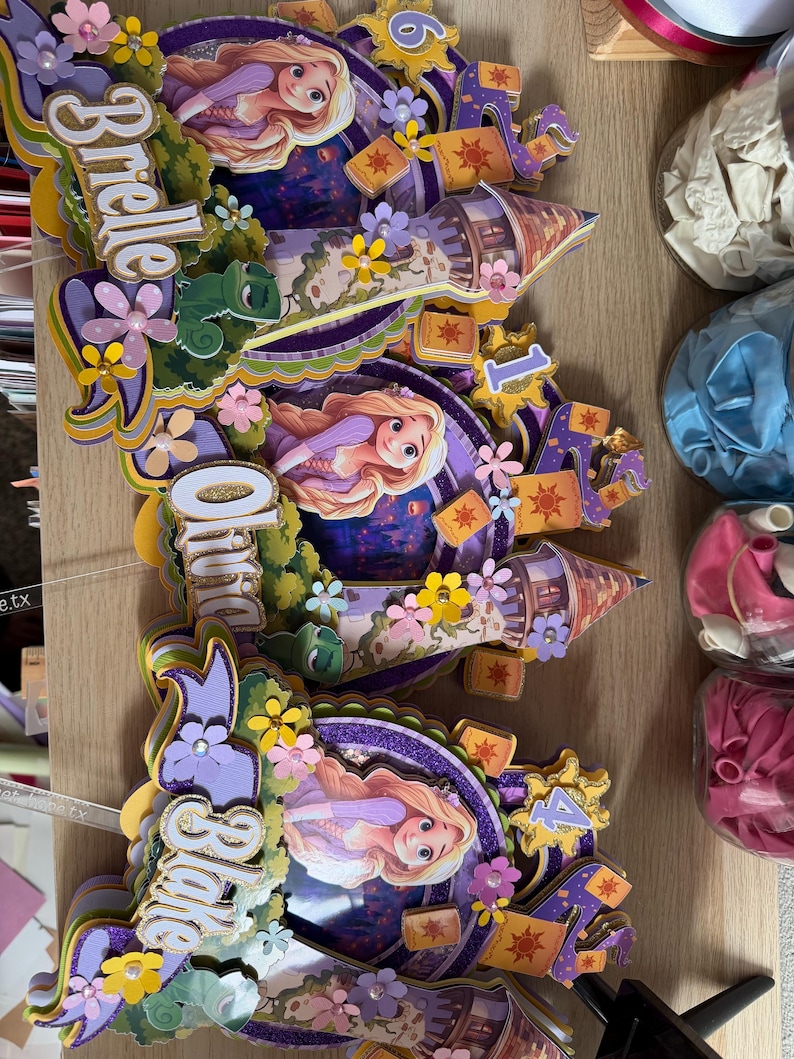 Tangled Rapunzel Cake Topper – Personalized Princess Tower Birthday ...