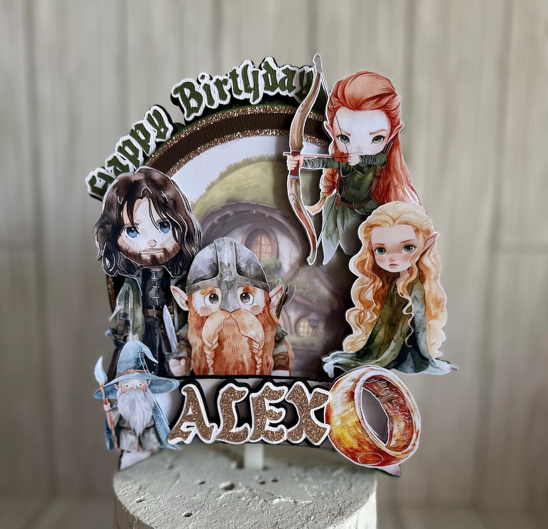 The Lord of the Rings Cake Topper | Personalized Hobbit Fantasy Party ...