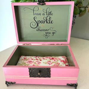 Light Pink Jewelry Box, Crystal Covered Trinket Box, Leave a Little ...