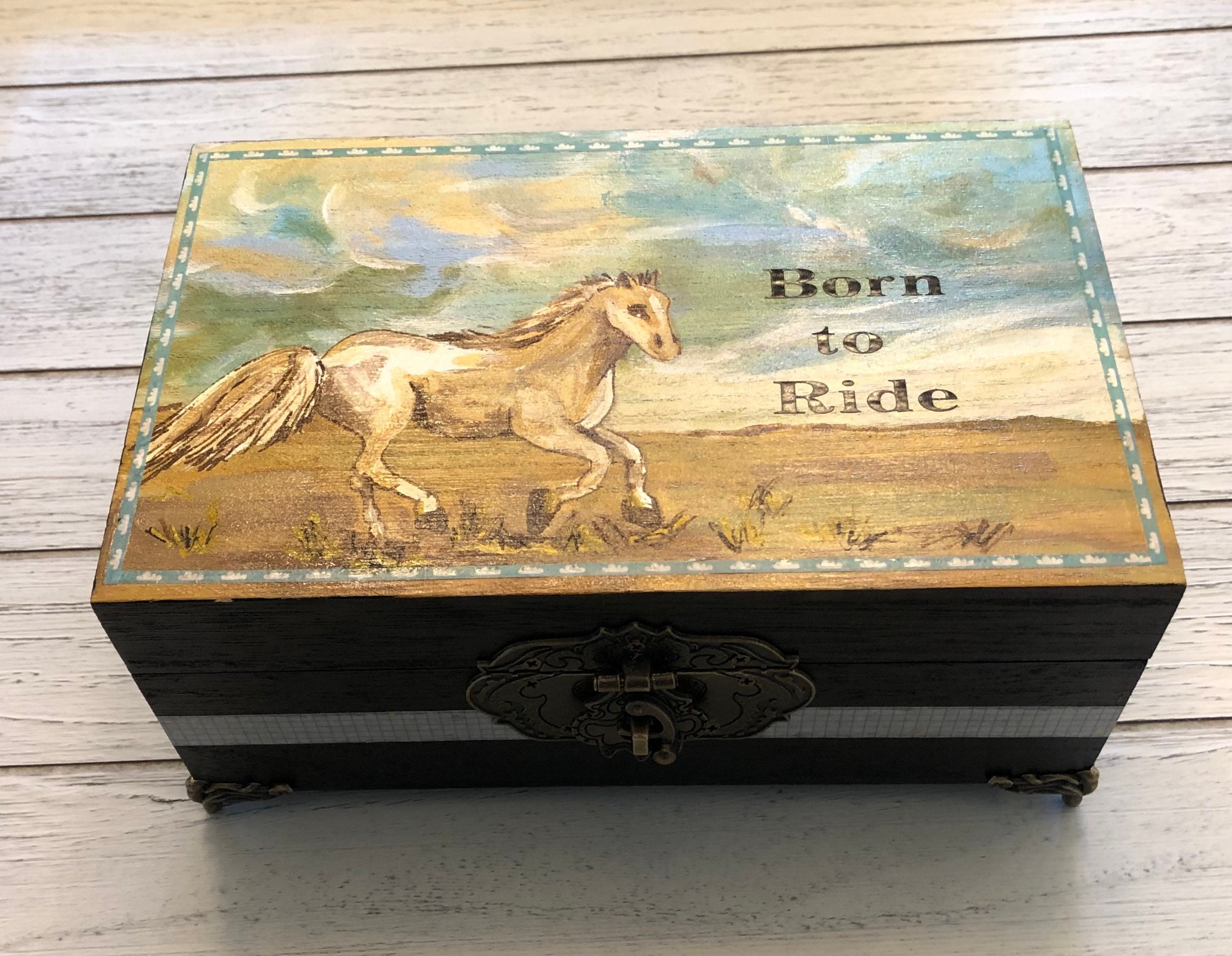 Large Handpainted Trinket Box Horse Theme Jewelry Box Born - Etsy