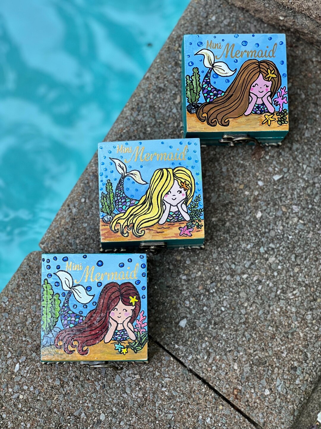 Hand Painted Mermaid Keepsake Box, Mini Mermaid Trinket Box ...