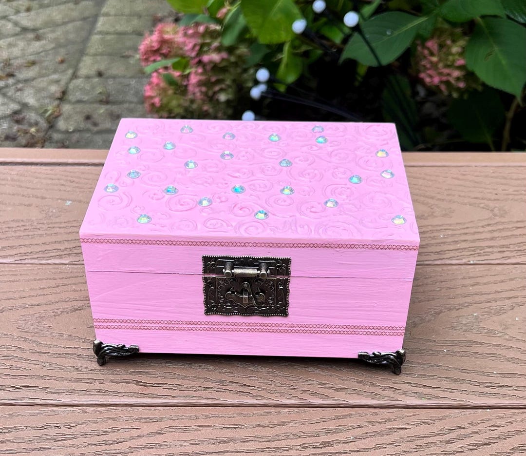 Light Pink Jewelry Box, Crystal Covered Trinket Box, Leave a Little ...