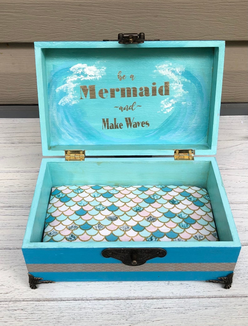 Handpainted Mermaid Keepsake Box, Mermaid Trinket Box, Personalized ...