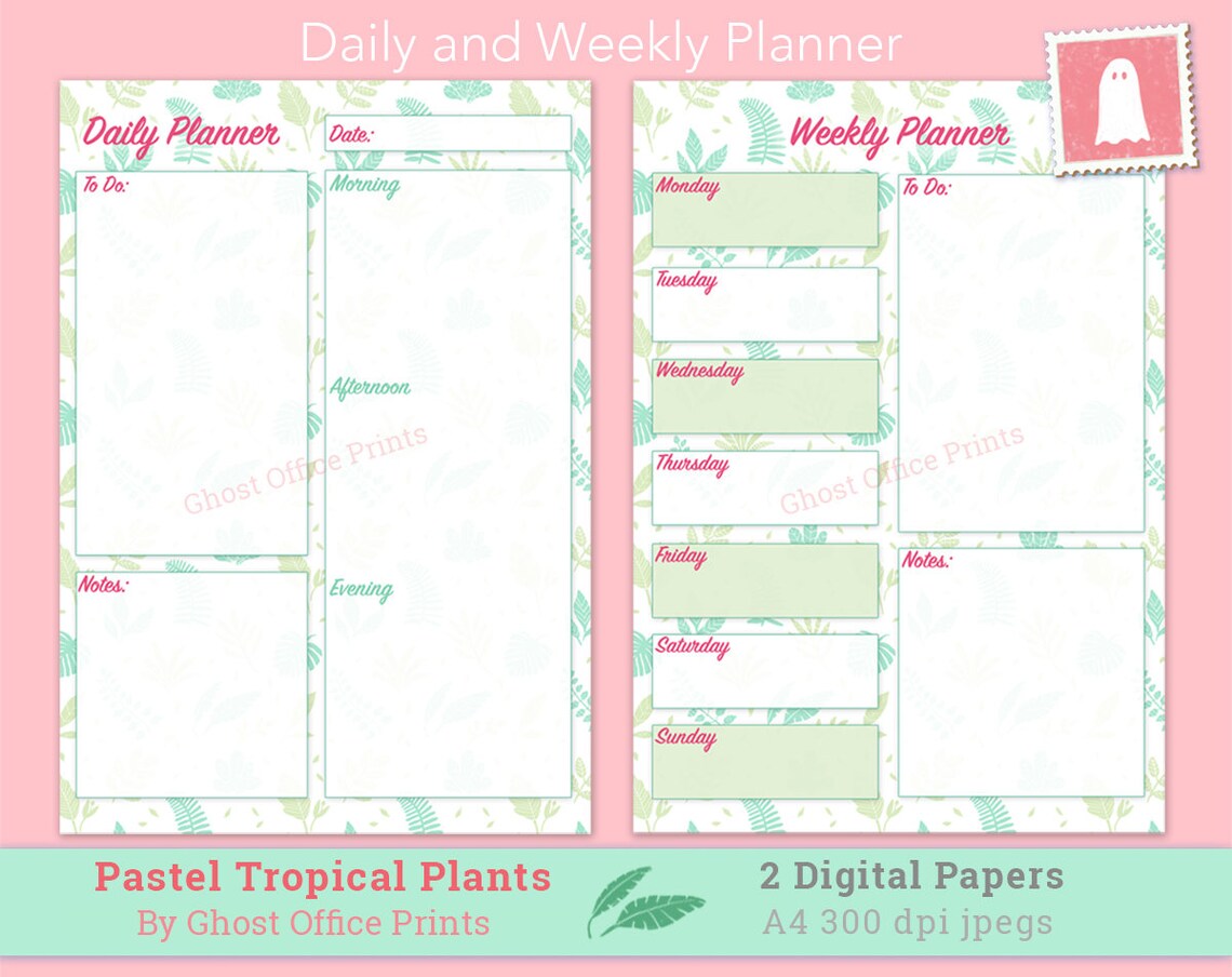 Tropical Plants Weekly Planner Daily Planner A4 A5 - Etsy