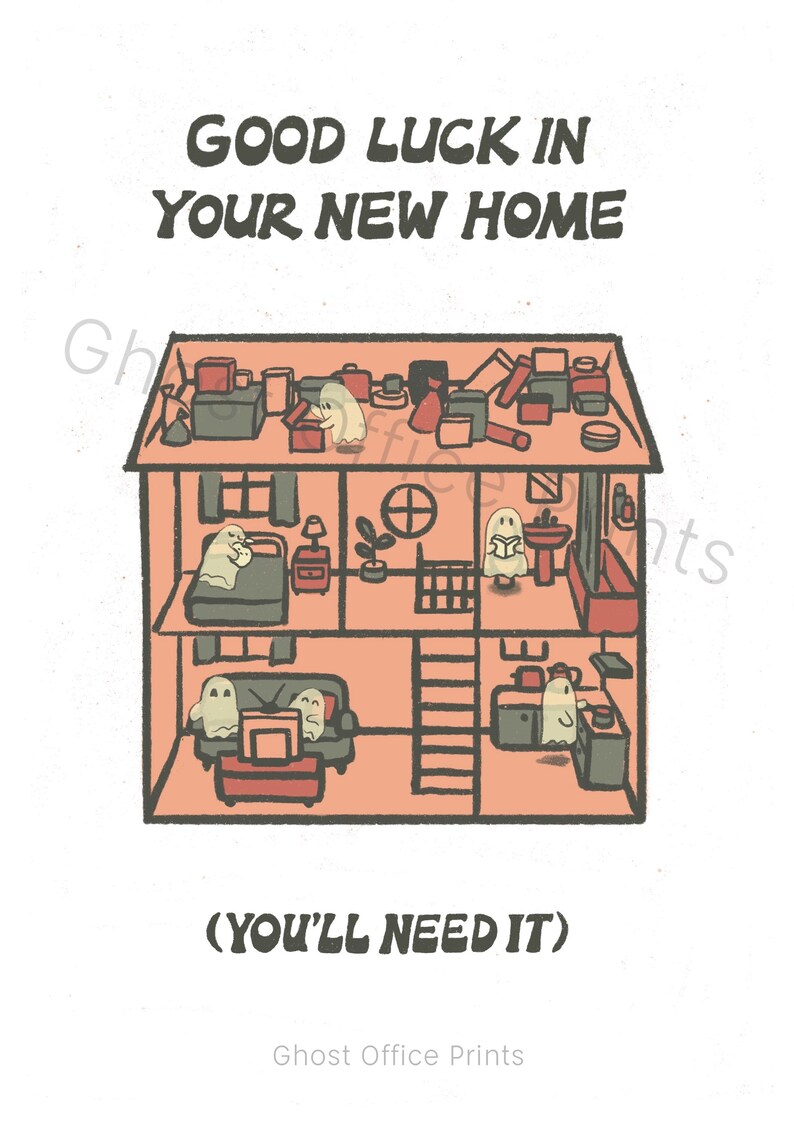 New Home Greeting Card, Ghosts, Haunted House, Halloween, for Him, for ...