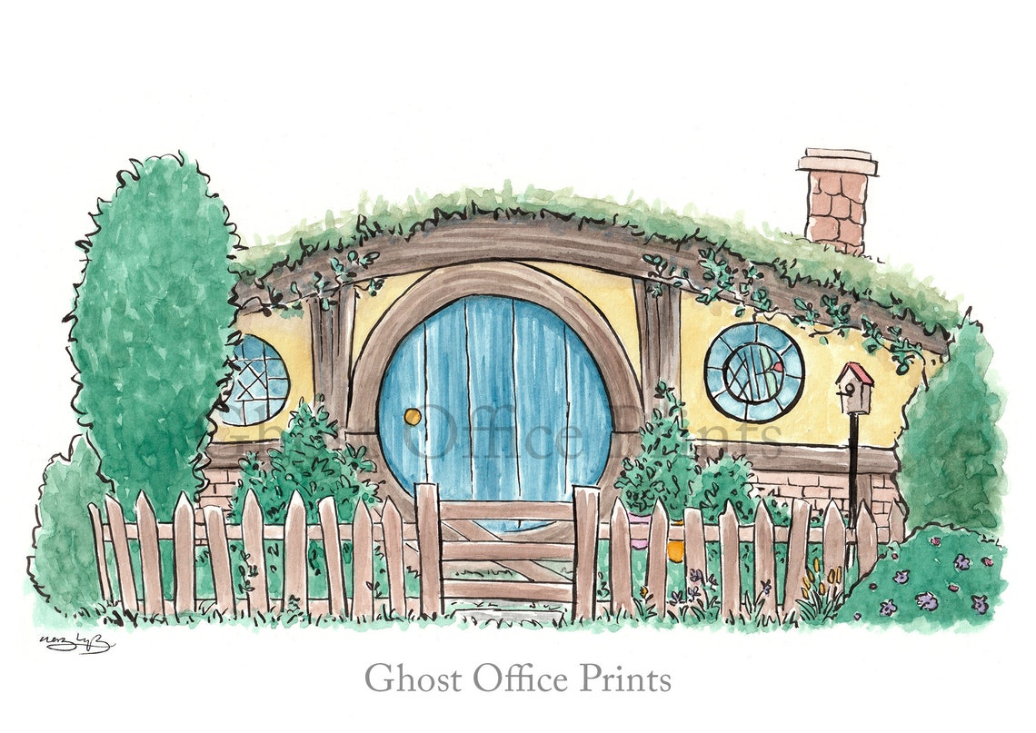 Hobbit Home Shire Art Print Watercolour Painting - Etsy UK