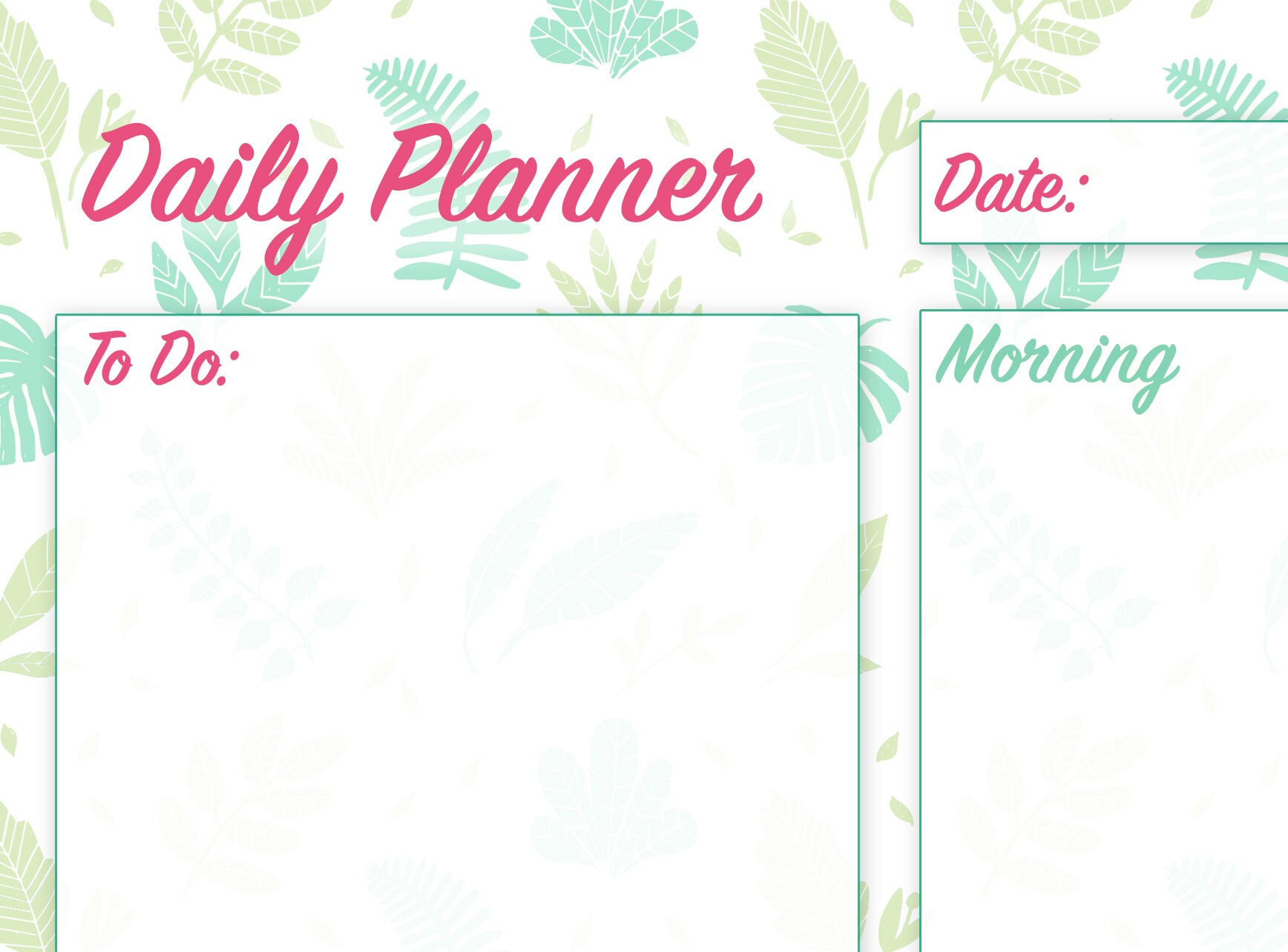 Tropical Plants Weekly Planner Daily Planner A4 A5 - Etsy