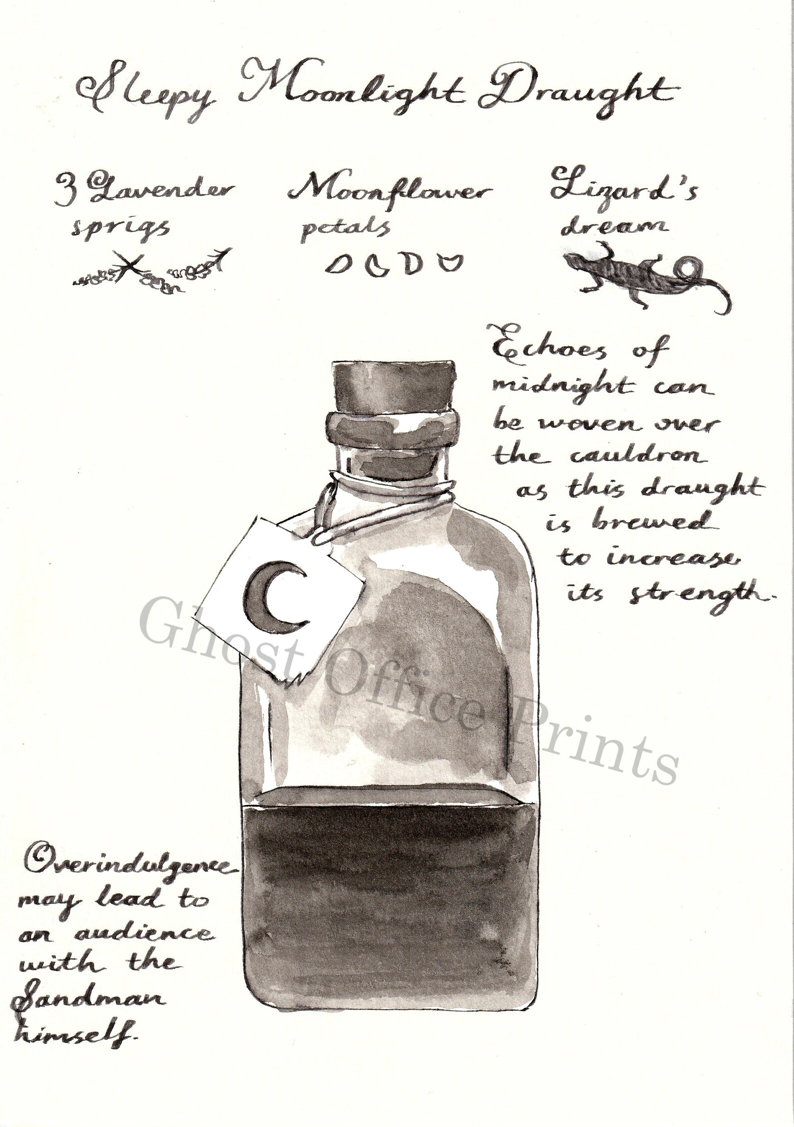 Sleepy Moonlight Draught, Victorian, Sleeping Potion Recipe, Original ...