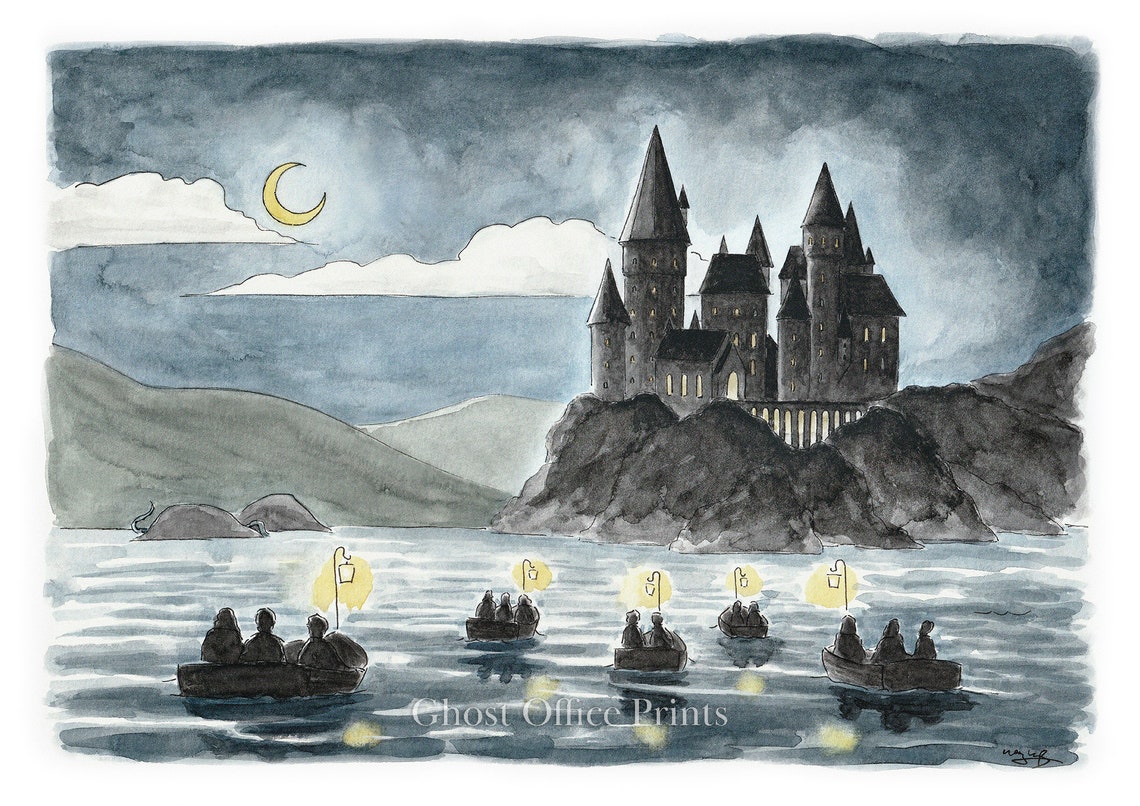 Hogwarts Castle Boats Art Print Harry Potter Gift Christmas | Etsy