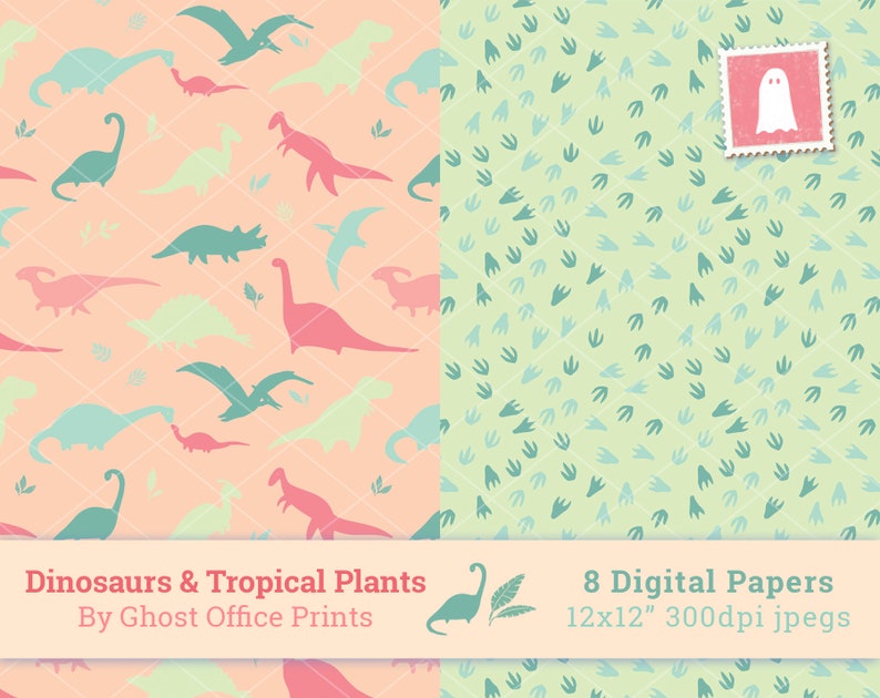 Dinosaurs Digital Paper Background Dinosaur Pattern Instant - Etsy