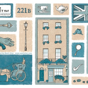 London 221B Baker Street, Sherlock Holmes, Art Print, Detective ...