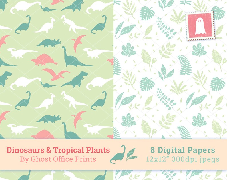 Dinosaurs Digital Paper Background Dinosaur Pattern Instant - Etsy
