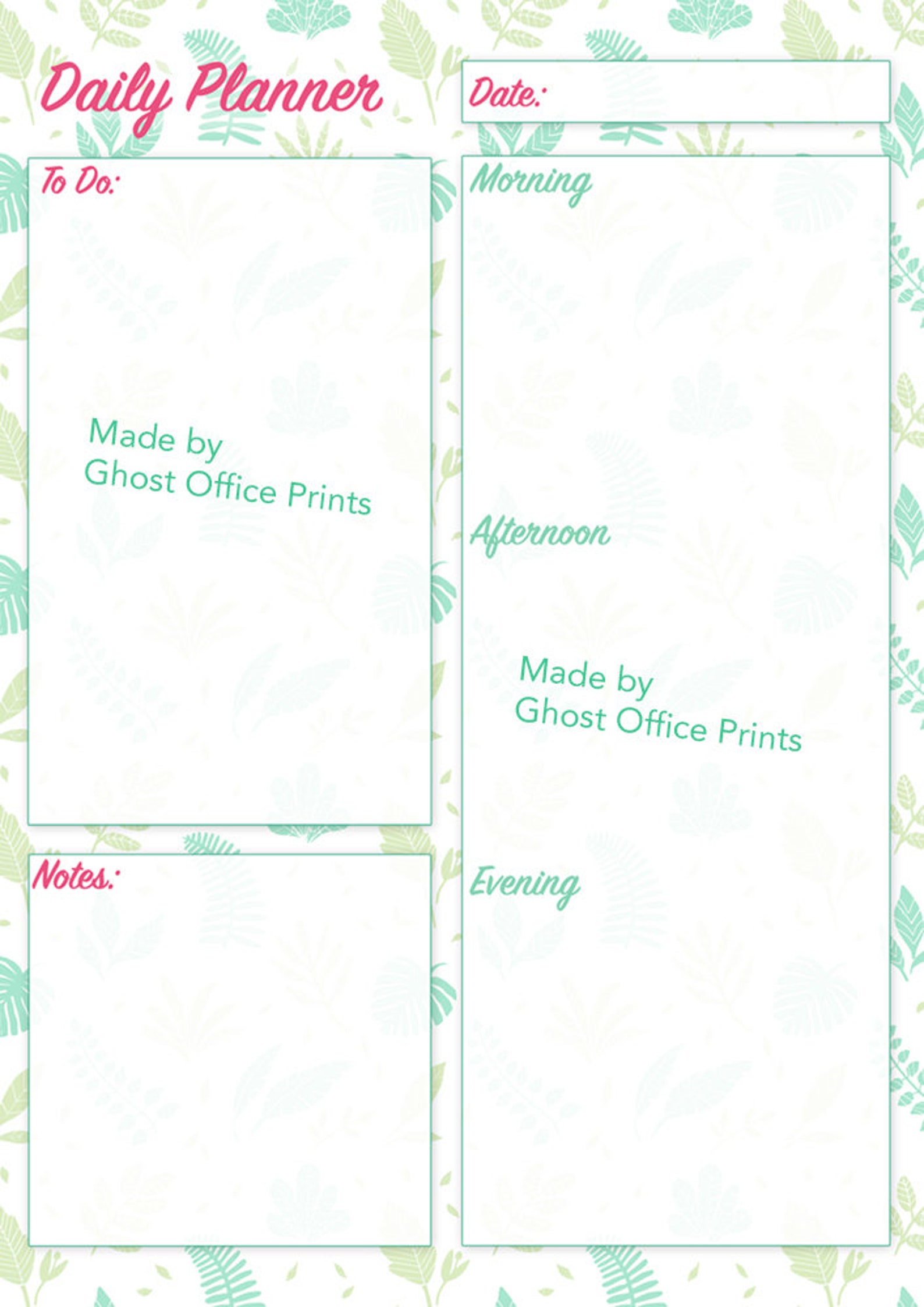 Tropical Plants Weekly Planner Daily Planner A4 A5 - Etsy
