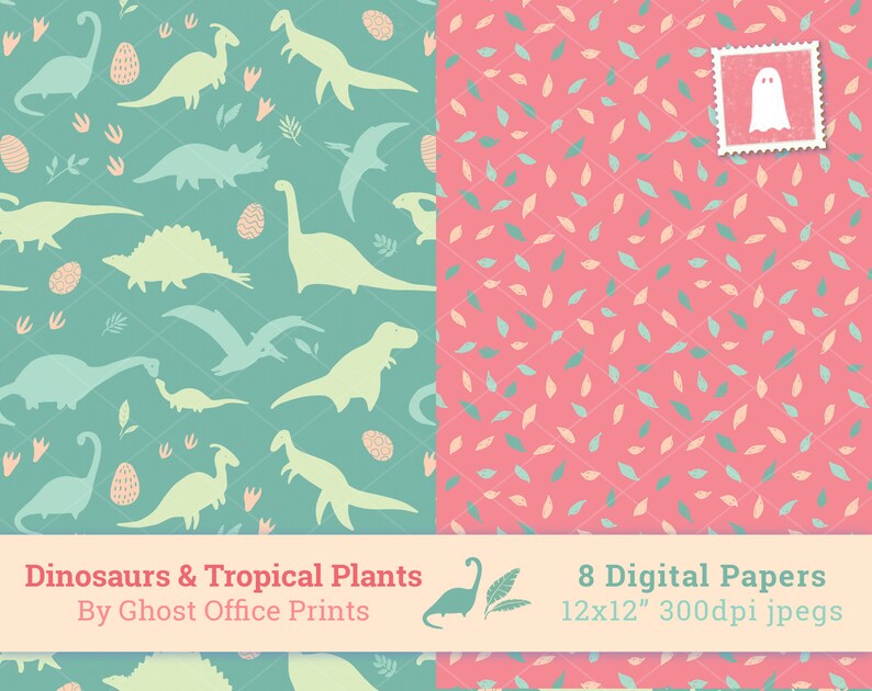 Dinosaurs Digital Paper, Background, Dinosaur Pattern, Instant Download ...