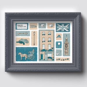 London 221B Baker Street, Sherlock Holmes, Art Print, Detective ...