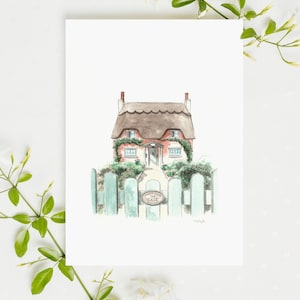 English Cottage Art Print, Rose Cottage Honington Warwickshire, Cozy ...