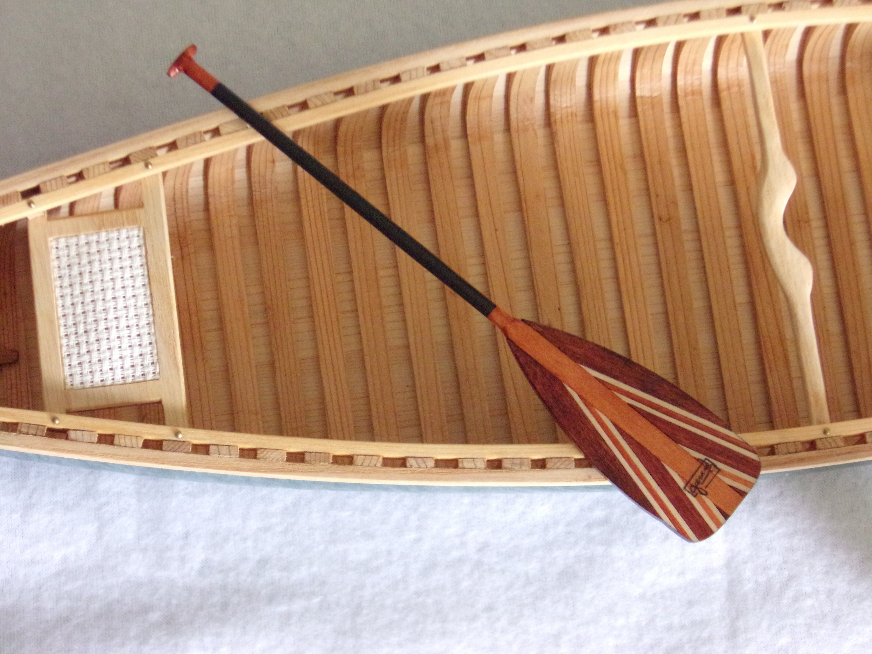 Authentic Old Town Wood and Canvas Canoe Replica.length 23 Inches.built and Signed by the Artist ...