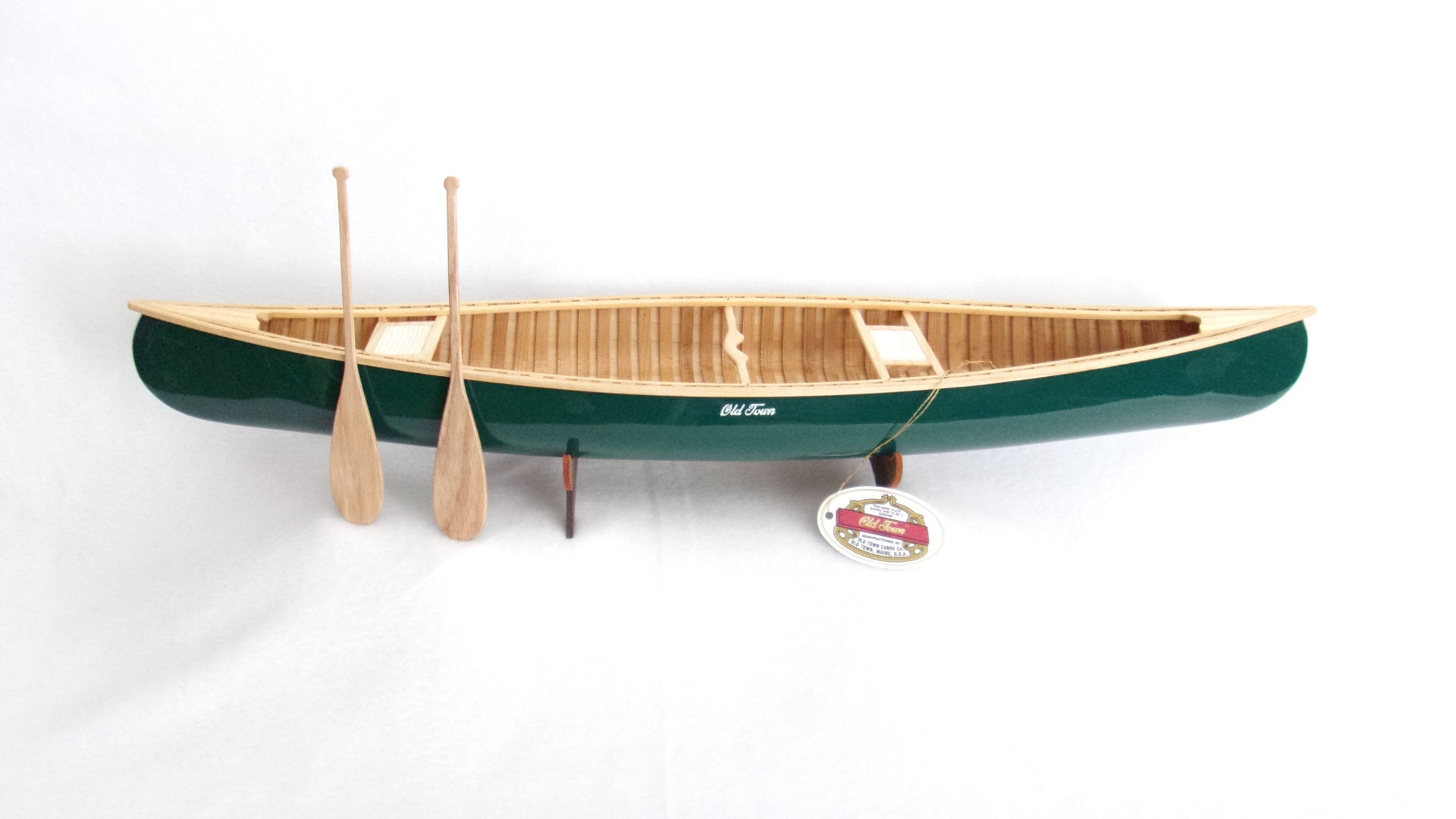Authentic Old Town Wood and Canvas Canoe Replica.length 23 Inches.built and Signed by the Artist ...