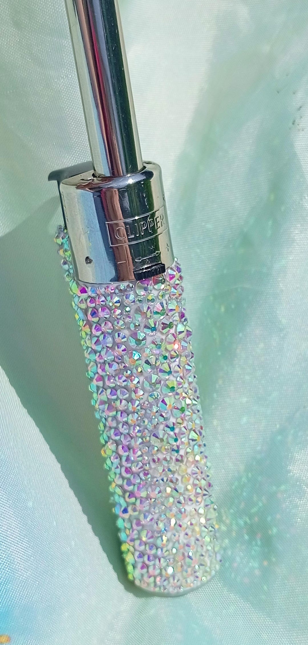 Rhinestone Embellished Crystal Encrusted Clipper Lighter – Long Neck ...