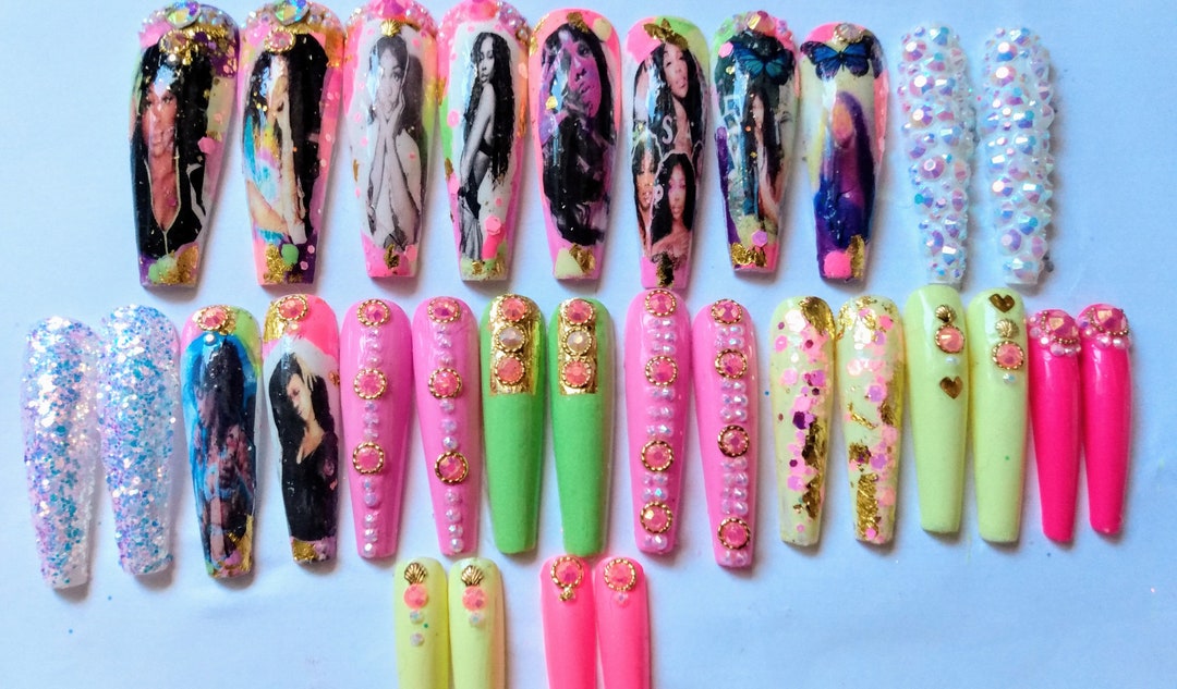 SZA Summer Press on Nails - Ready to Ship | Gift for Her | Reusable ...