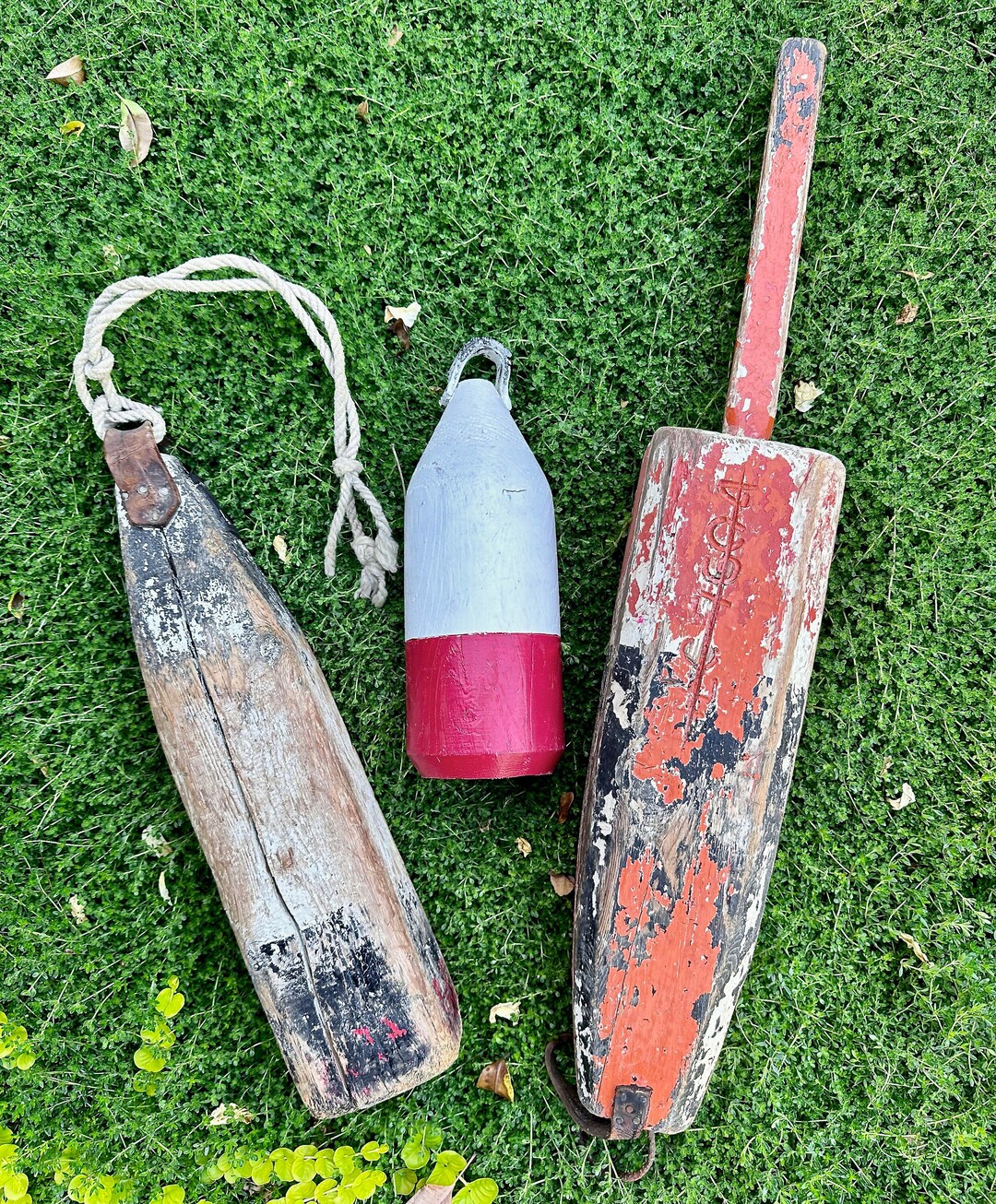 Red & White Wooden Buoy, Coastal Beach House Decor - Etsy