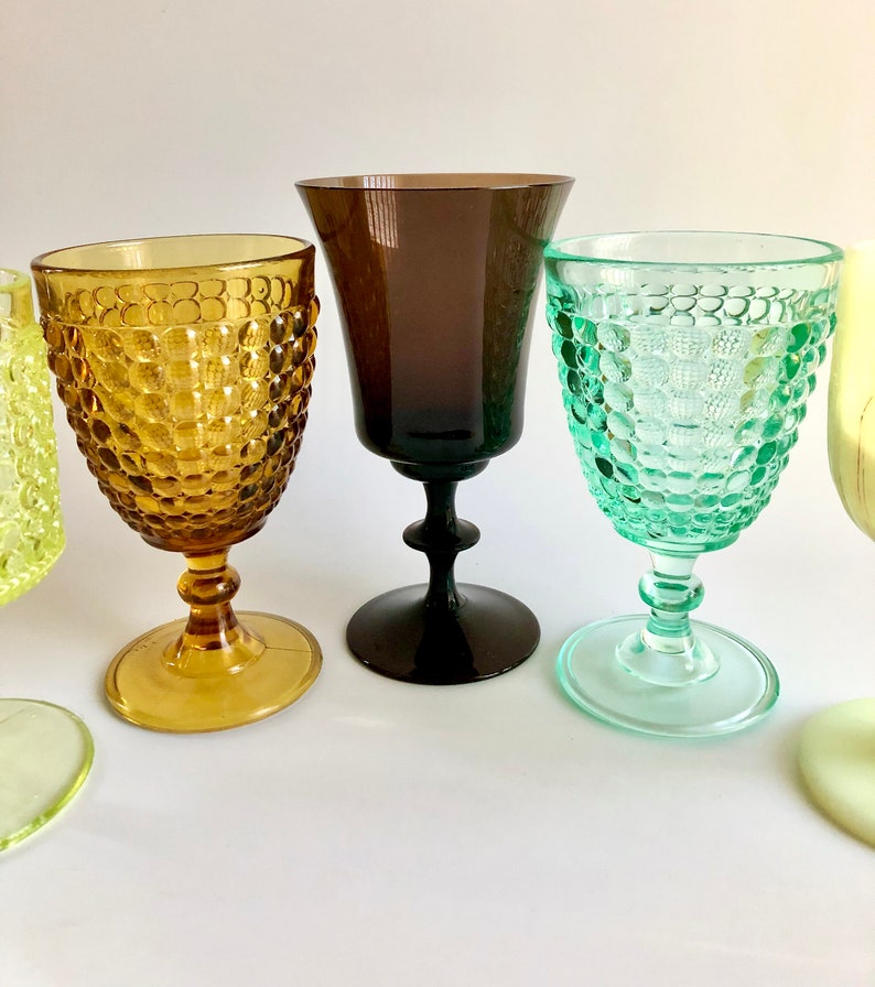 Mismatched Color Wine Goblets EAPG Canary Vaseline Northwood - Etsy