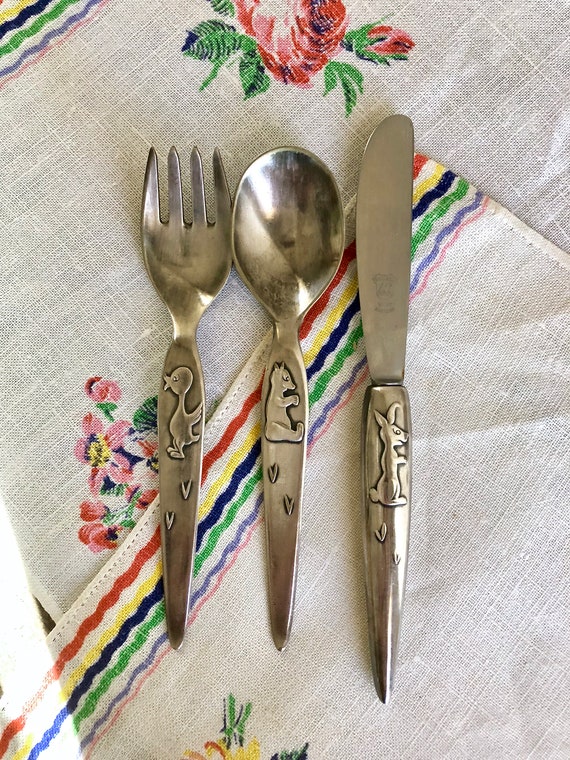 Items similar to RARE Children's Silver Plate Flatware Set, Wellner 90 ...