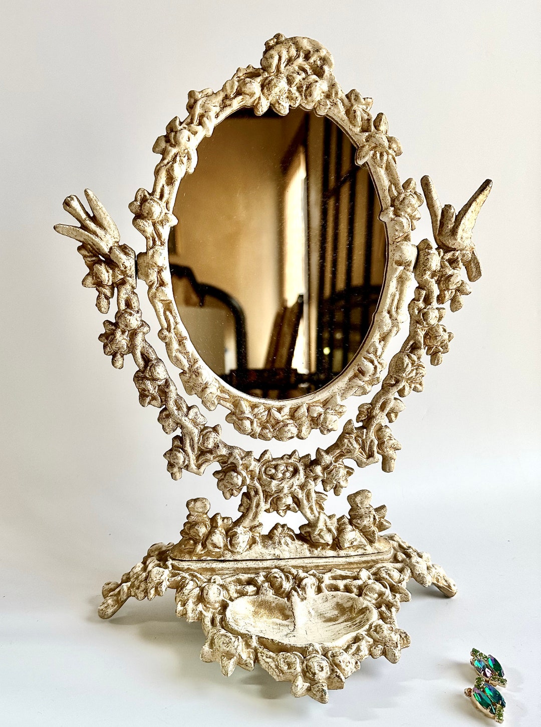 French Style Vanity Mirror, Robert EMIG 1440, Standing Swivel Dresser ...
